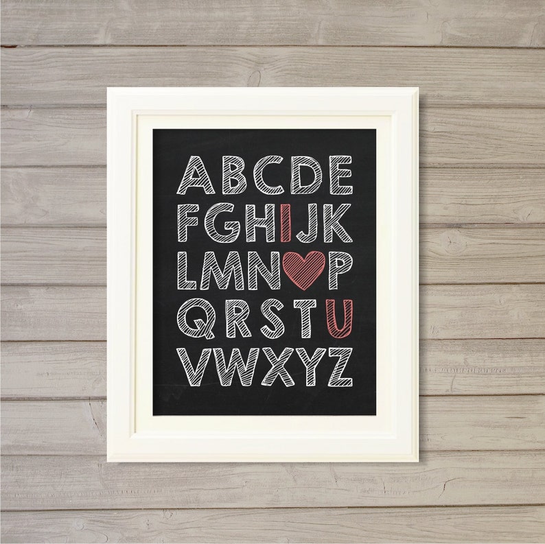 Alphabets Abcs I Heart U Nursery Wall Art Printable - Etsy