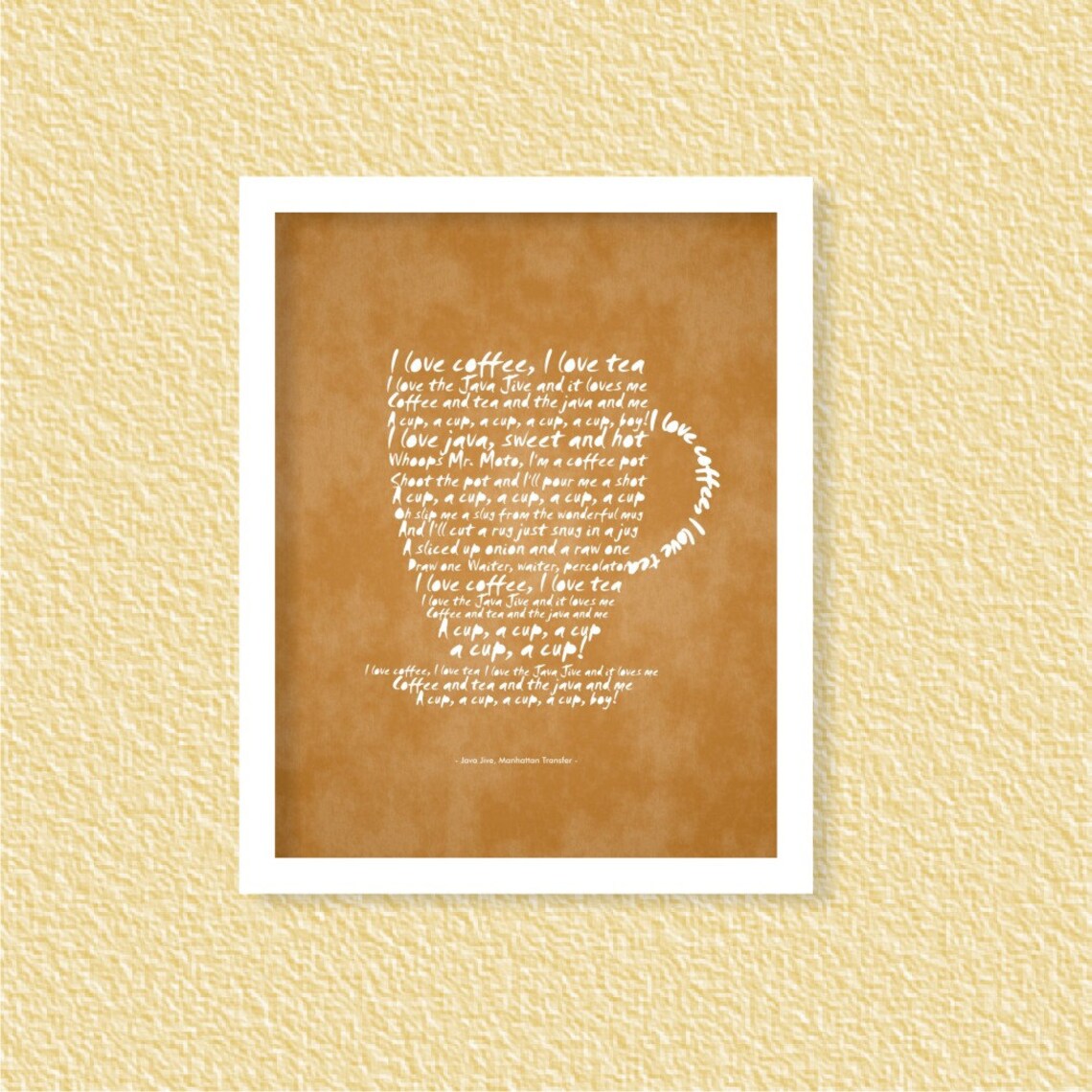 I Love Coffee Printable 8x10 Java Jive Song Lyrics Manhattan - Etsy