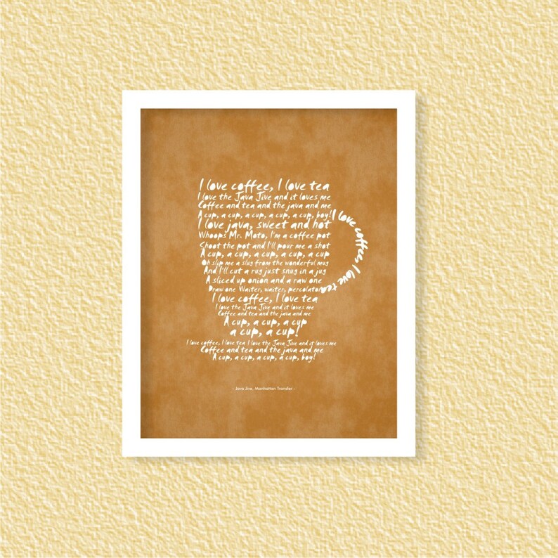 I Love Coffee Printable 8x10 Java Jive Song Lyrics Manhattan - Etsy