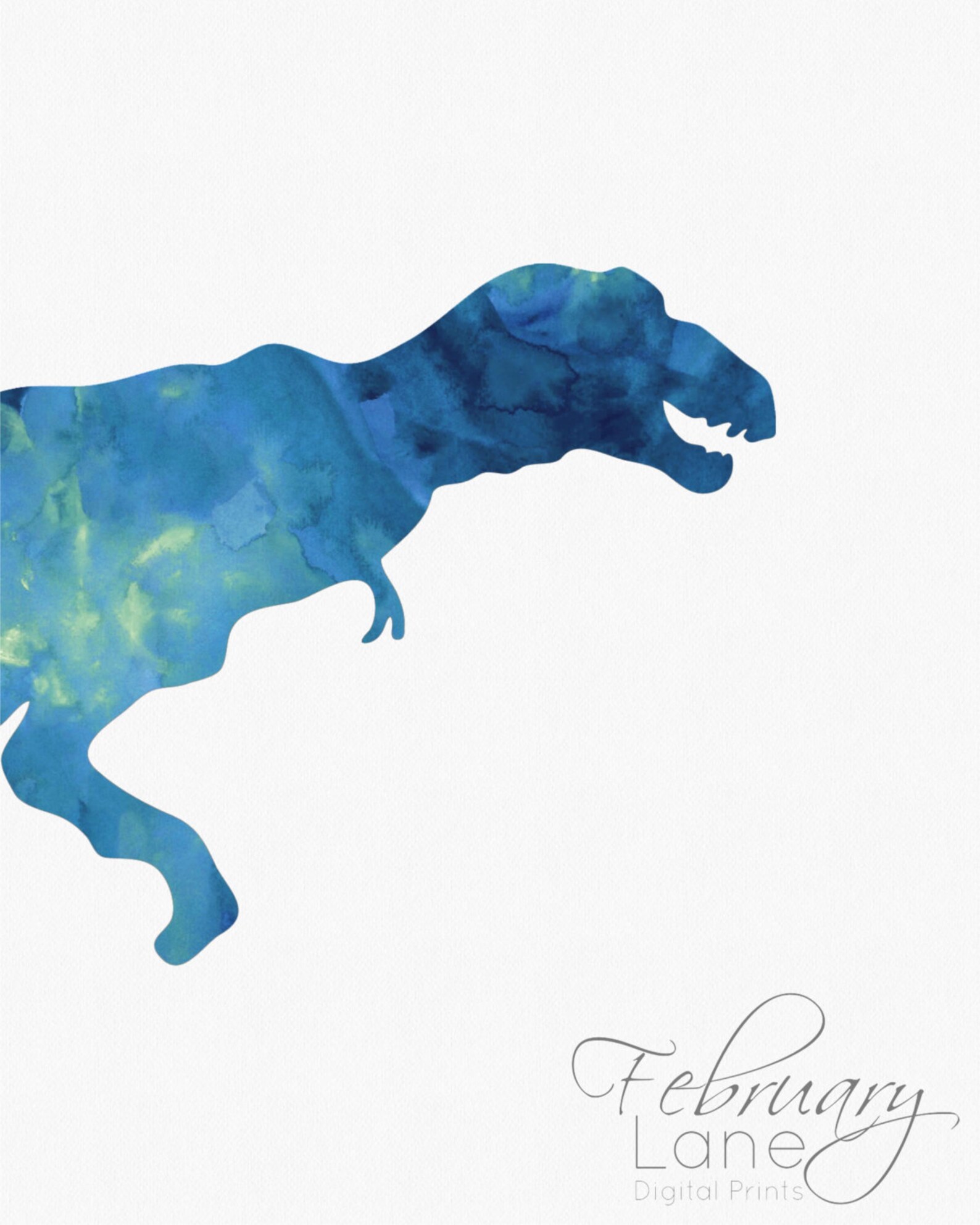 Tyrannosaurus Rex Blue Watercolor Dinosaur Wall Art Printable - Etsy