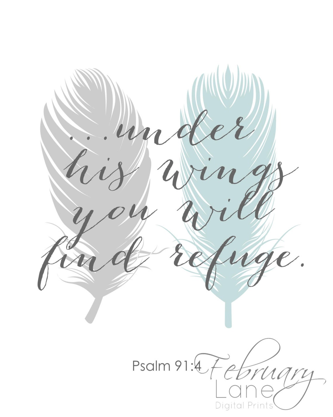 Under His Wings You Will Find Refuge Wall Art Printable -8x10- Instant ...