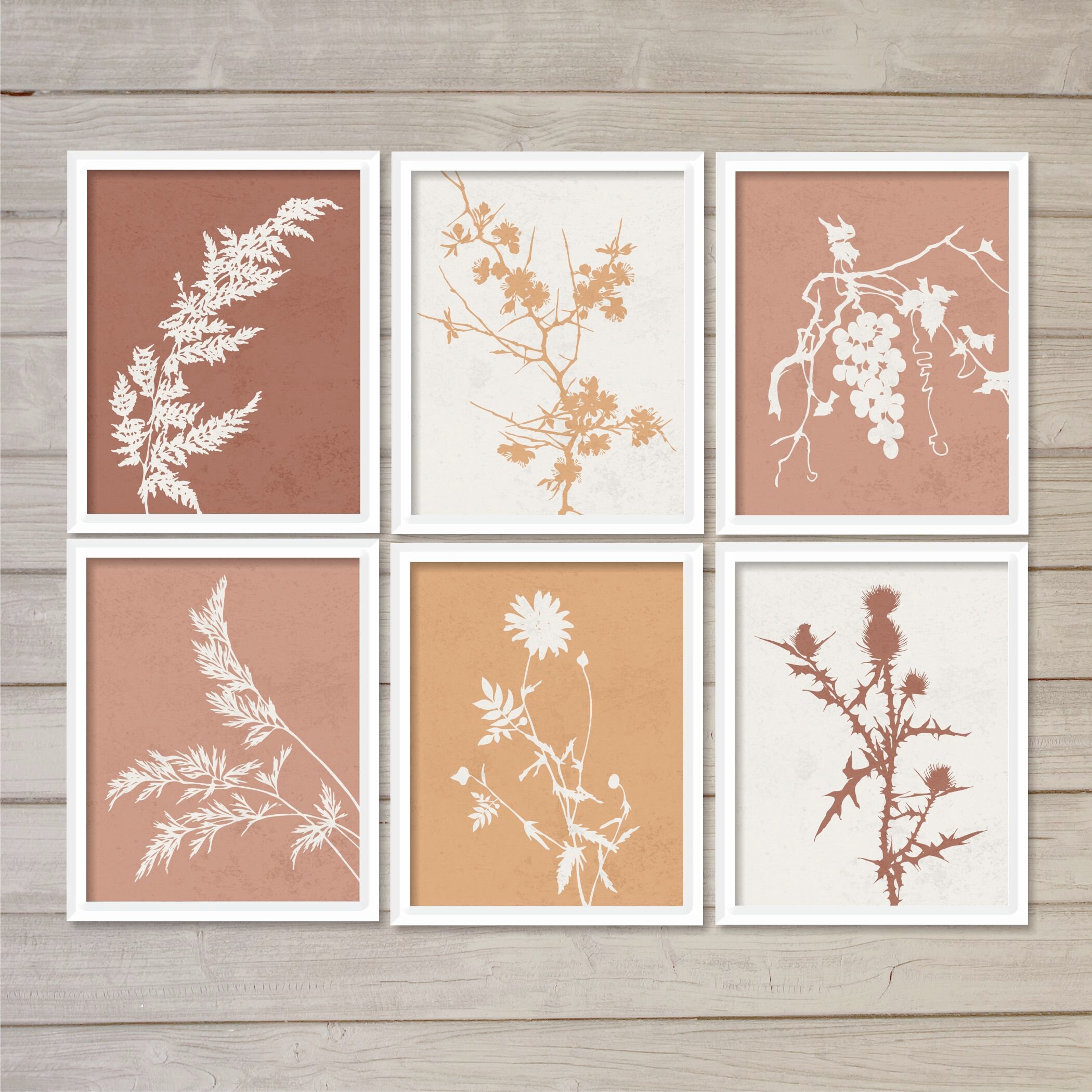 Terracotta Botanical Fern Floral Home Living Room Decor Wall | Etsy