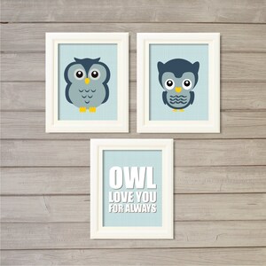 Nursery Wall Art Printable Owl Love You For Always Set of 3 | Etsy