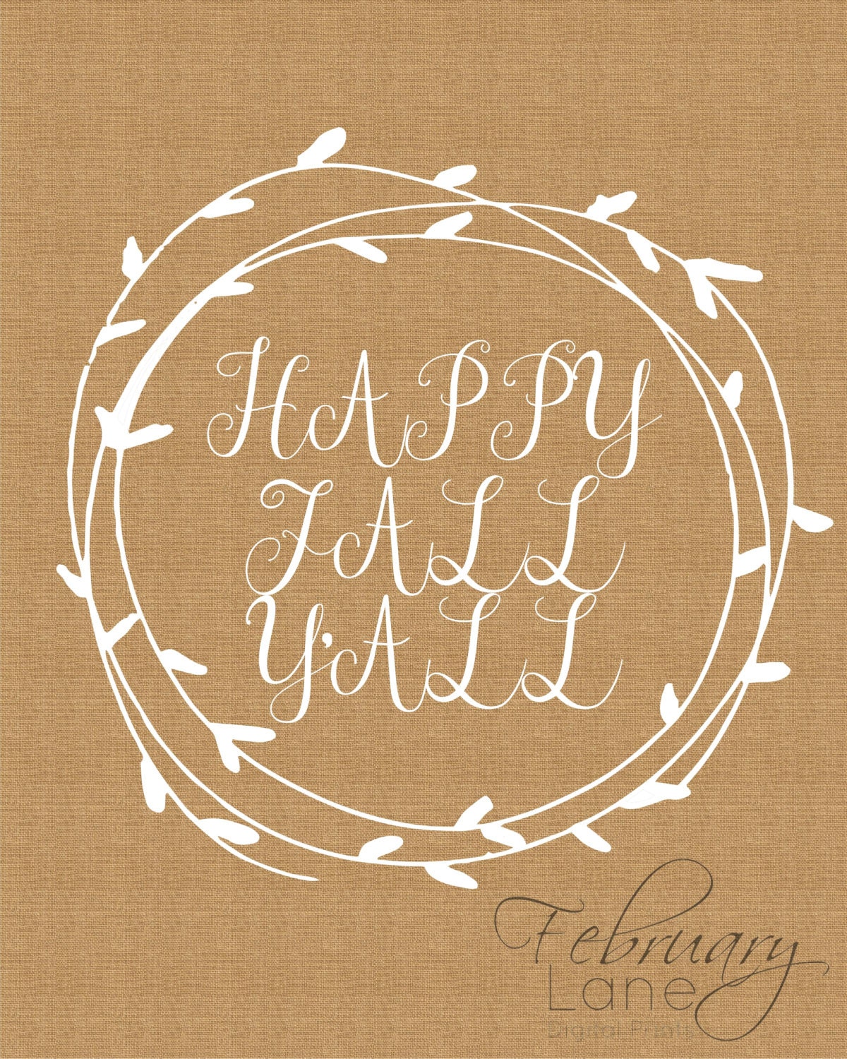 Happy Fall Y'all Wall Art Printable- 8x10- Thanksgiving Autumn Burlap ...