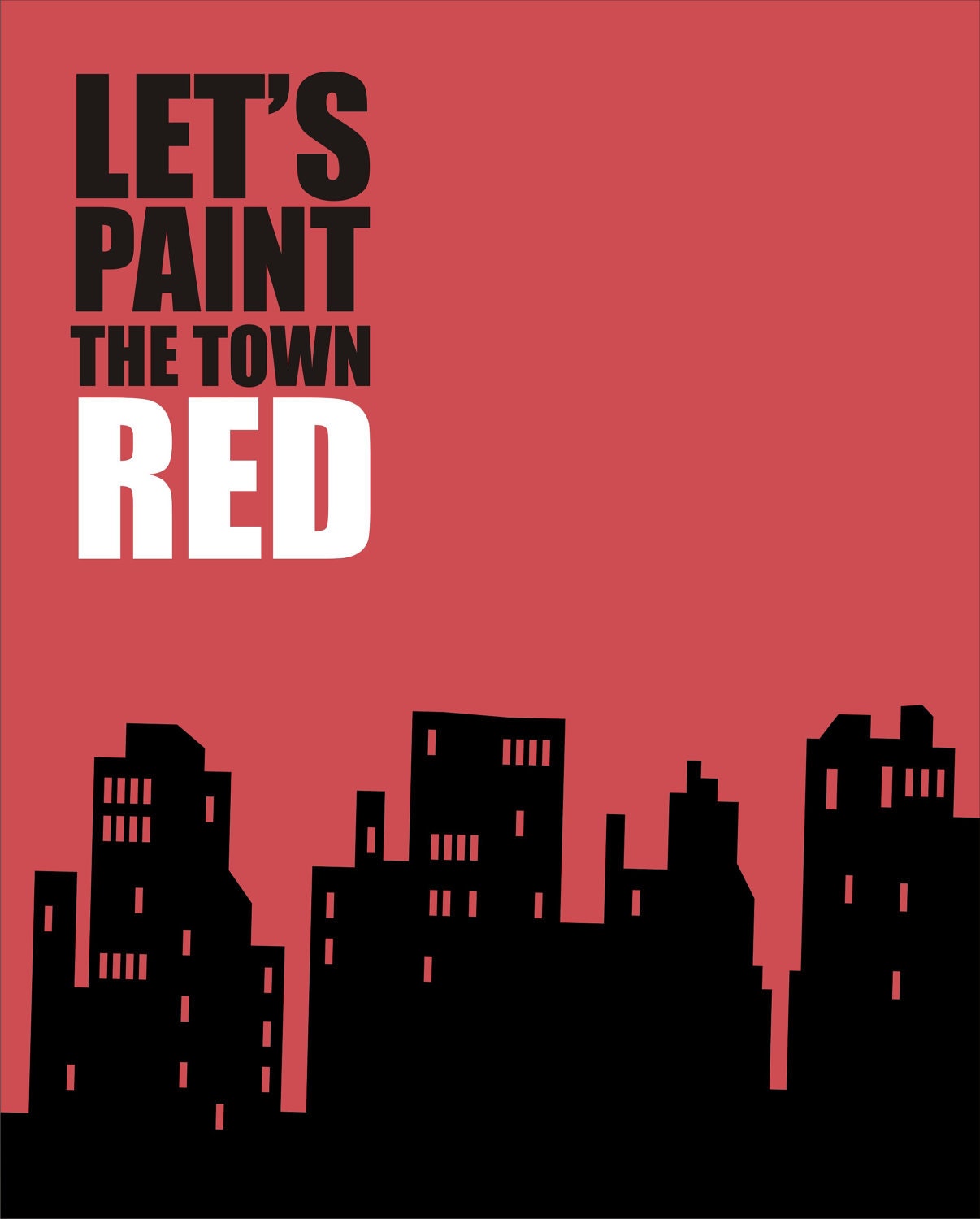 Paint the Town Red Wall Art Printable 8x10 Digital Poster Print ...