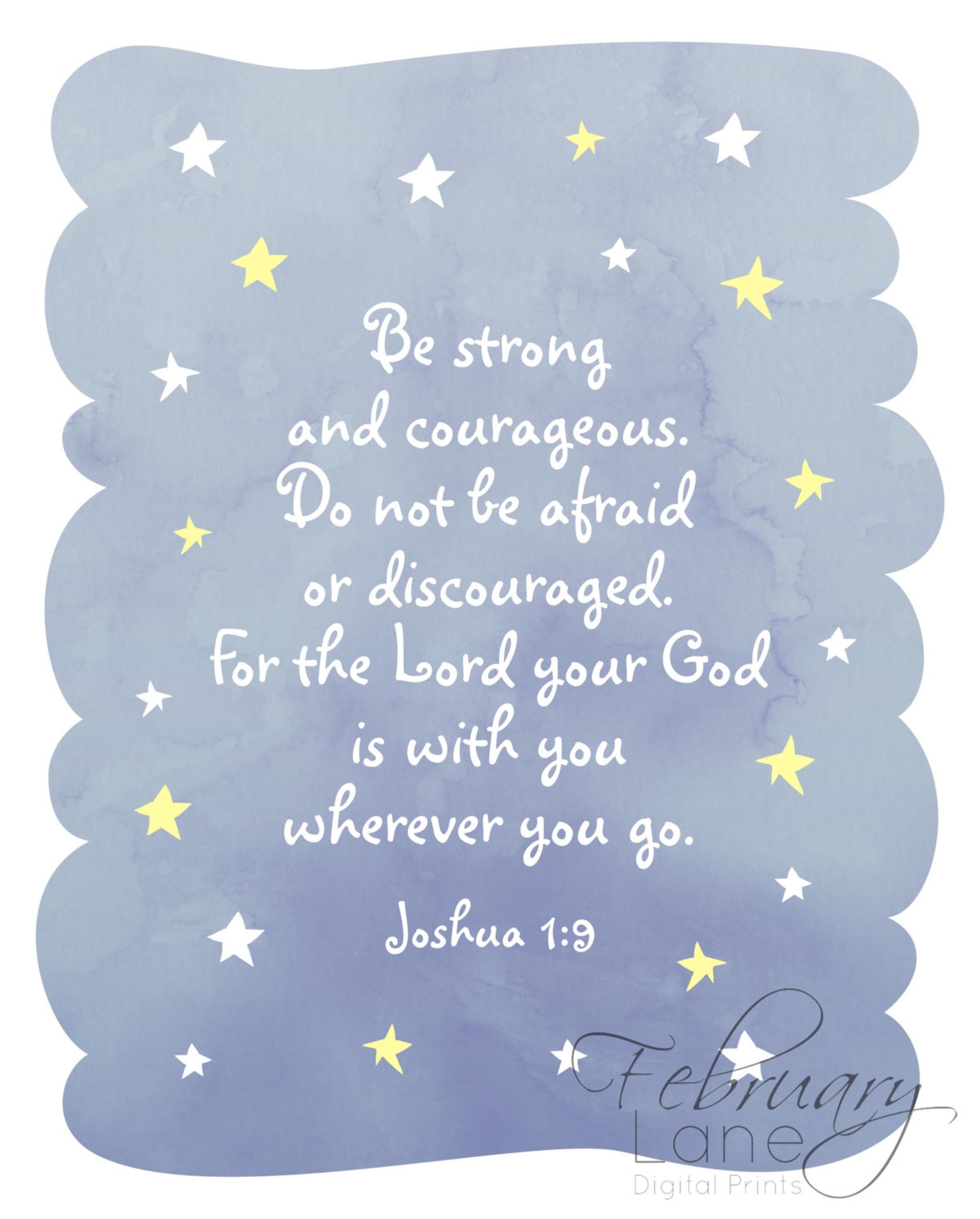 Be Strong and Courageous Joshua 1:9 nursery Wall Art 8x10 | Etsy