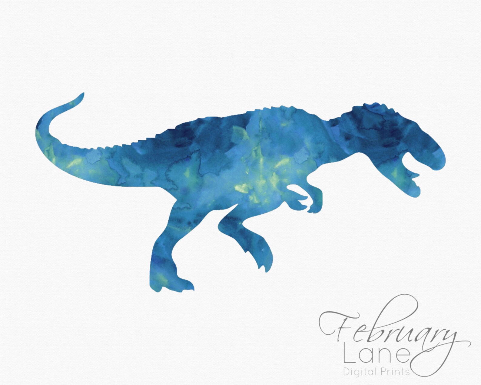 Tyrannosaurus Rex Blue Watercolor Dinosaur Wall Art Printable - Etsy