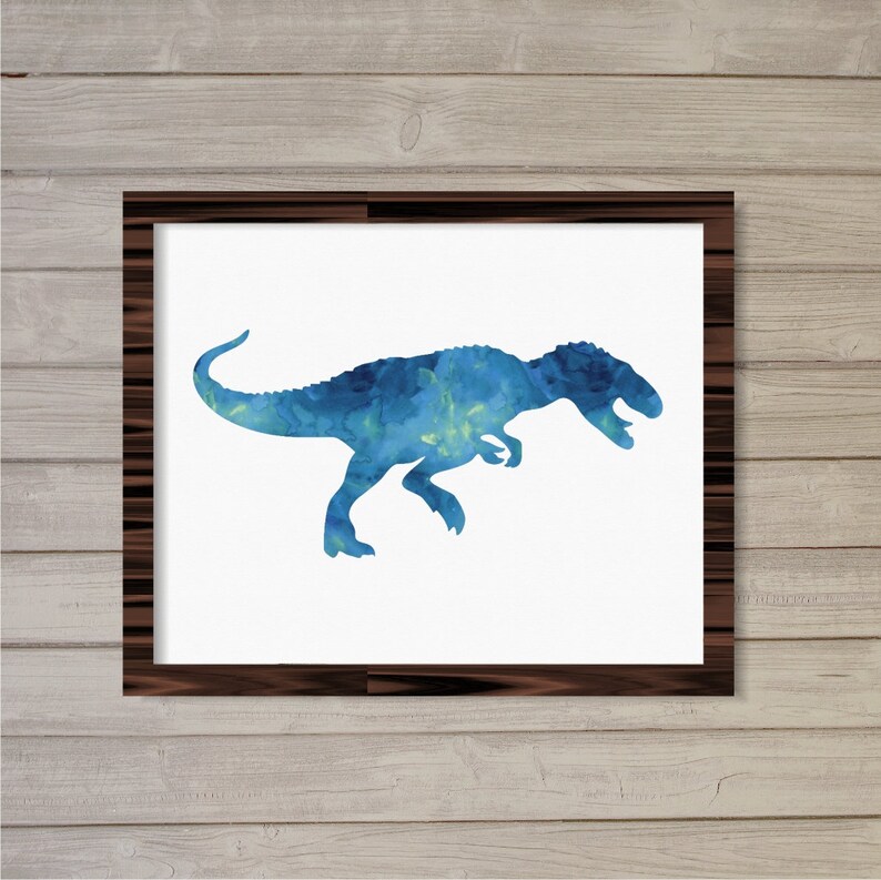 Tyrannosaurus Rex Blue Watercolor Dinosaur Wall Art Printable - Etsy