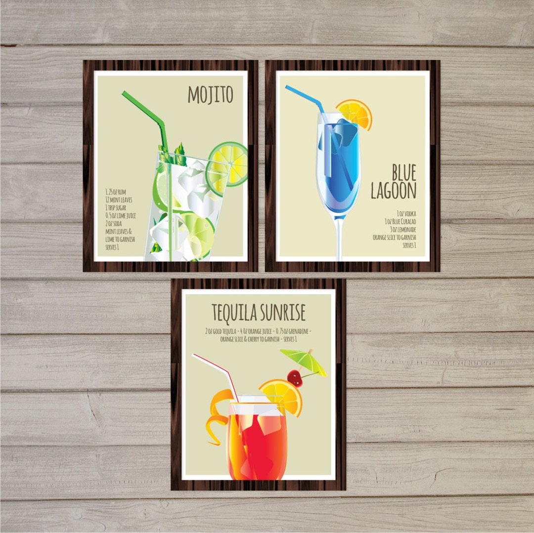Cocktail Recipe Art - 8x10 - Instant Download, Digital Printable Poster ...