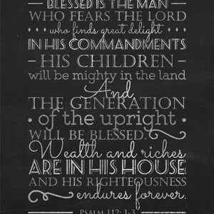 Psalm 112 Fathers Day Wall Subway Art Printable -8x10- Gift for Dad ...