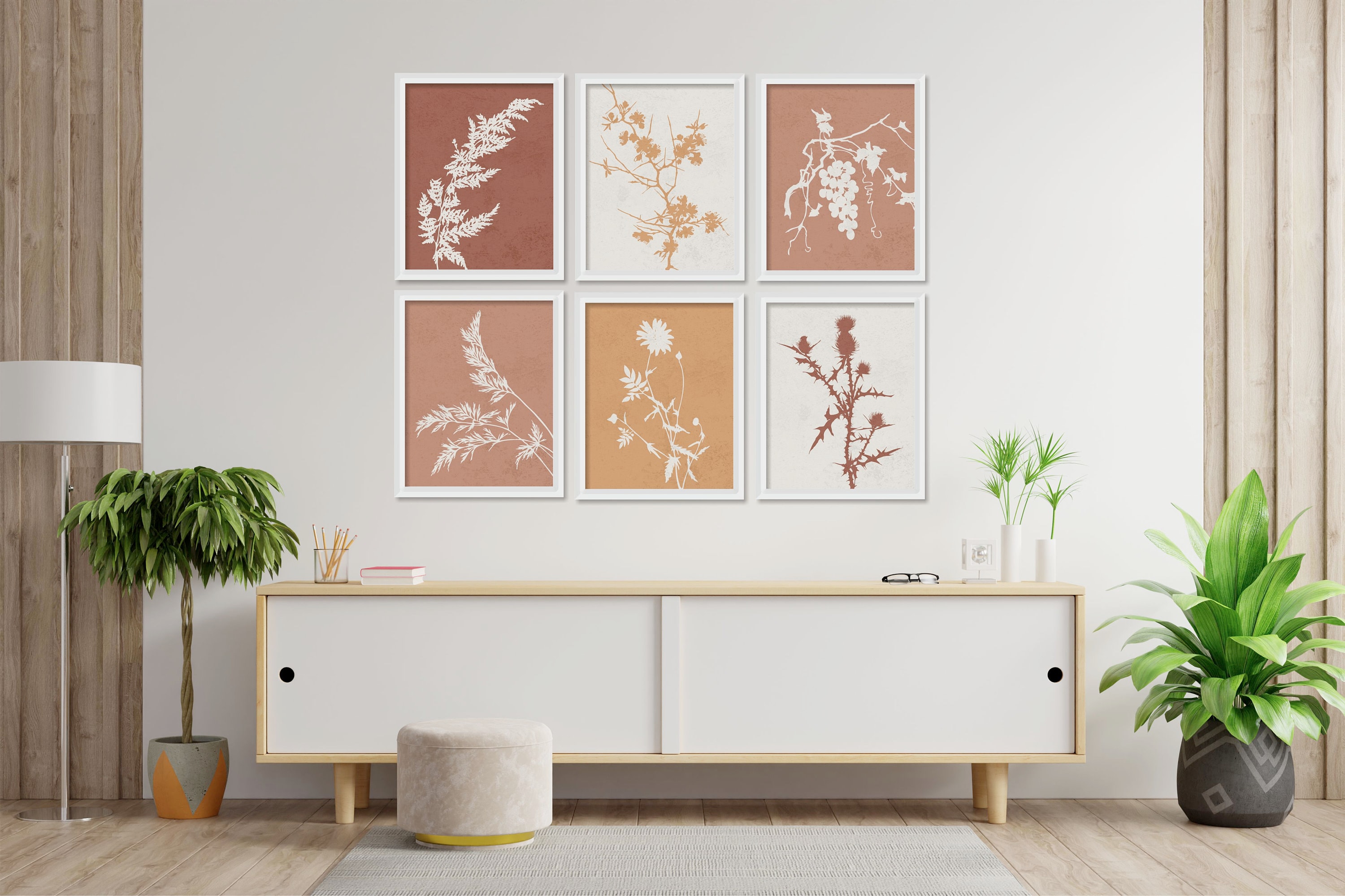 Terracotta Botanical Fern Floral Home Living Room Decor Wall | Etsy