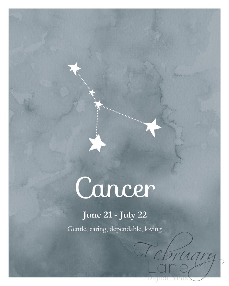 Cancer Zodiac Constellation Wall Art Printable 8x10 - Instant Download ...