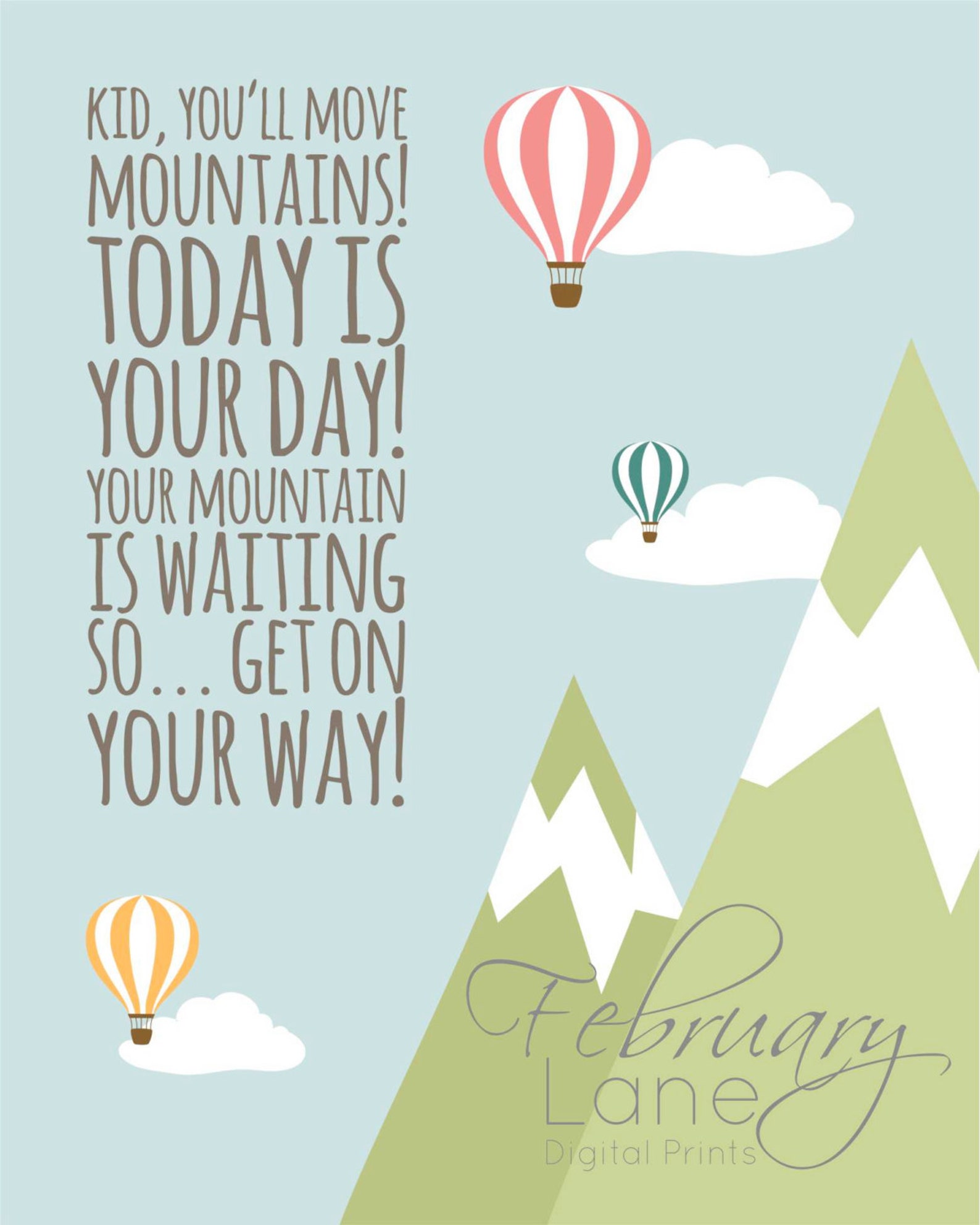 Kid You'll Move Mountains Nursery Wall Art Printable 8x10 - Etsy
