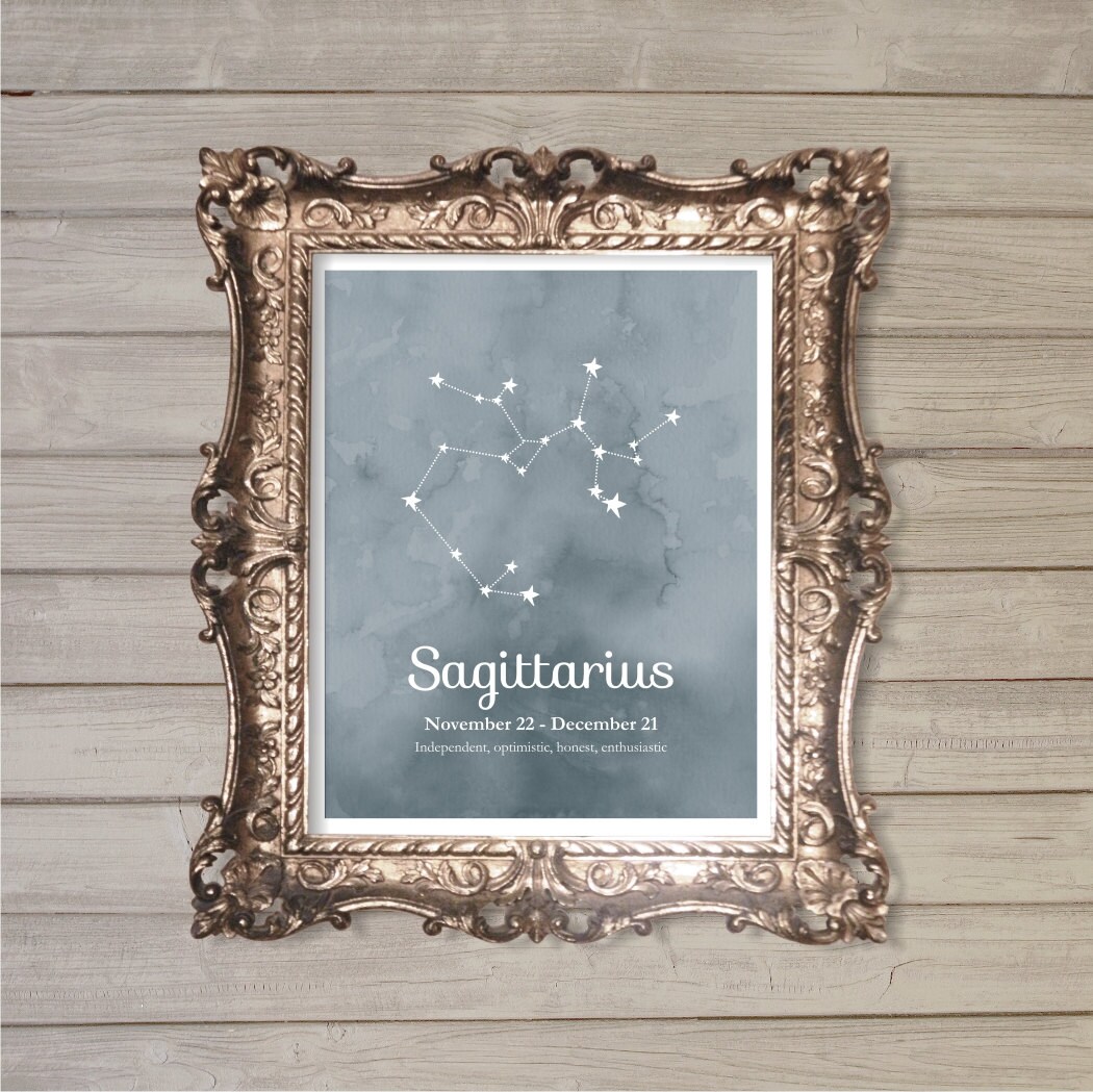 Boogschutter Zodiac sterrenbeeld Wall Art Printable 8 x 10 Instant ...