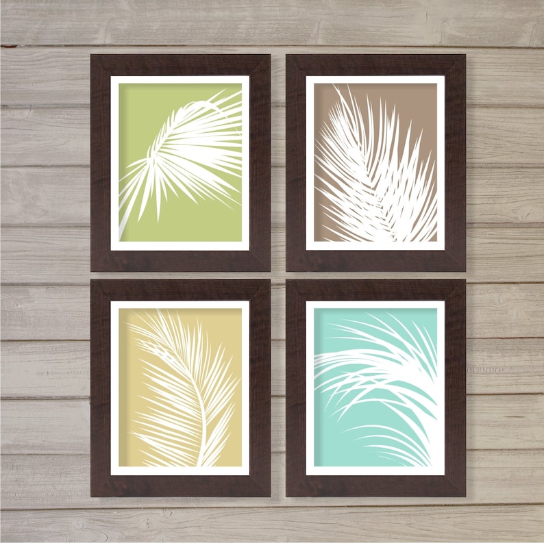 Palm Leaves Color Block Set of 4 8x10 Tree Botanical - Etsy