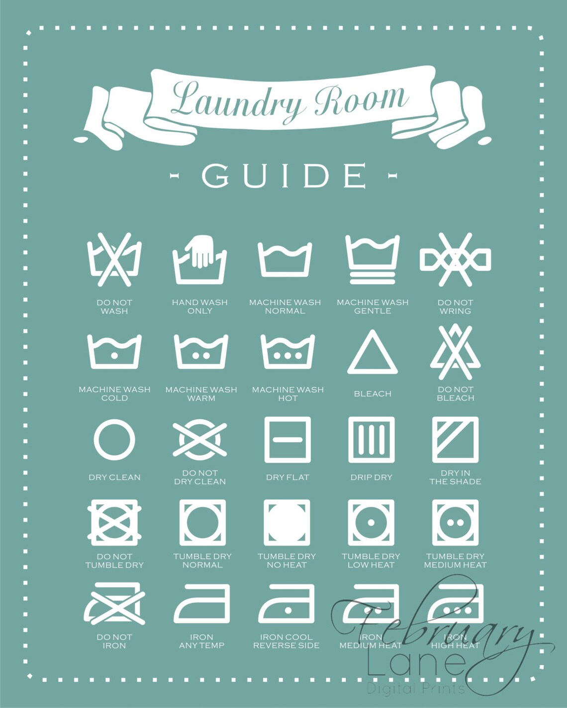Laundry Room Guide Wall Art Printable 8x10 Instant Download | Etsy