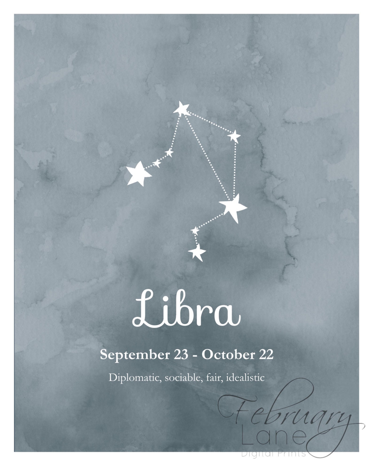 Libra Zodiac Constellation Wall Art Printable 8x10 Instant - Etsy