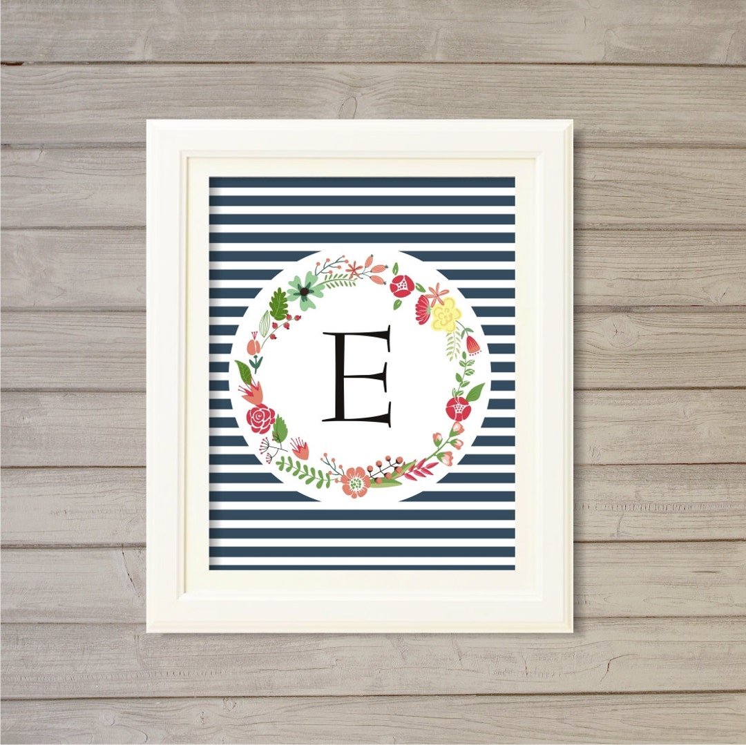 Initial e Monogram Wall Art Printable Instant - Etsy