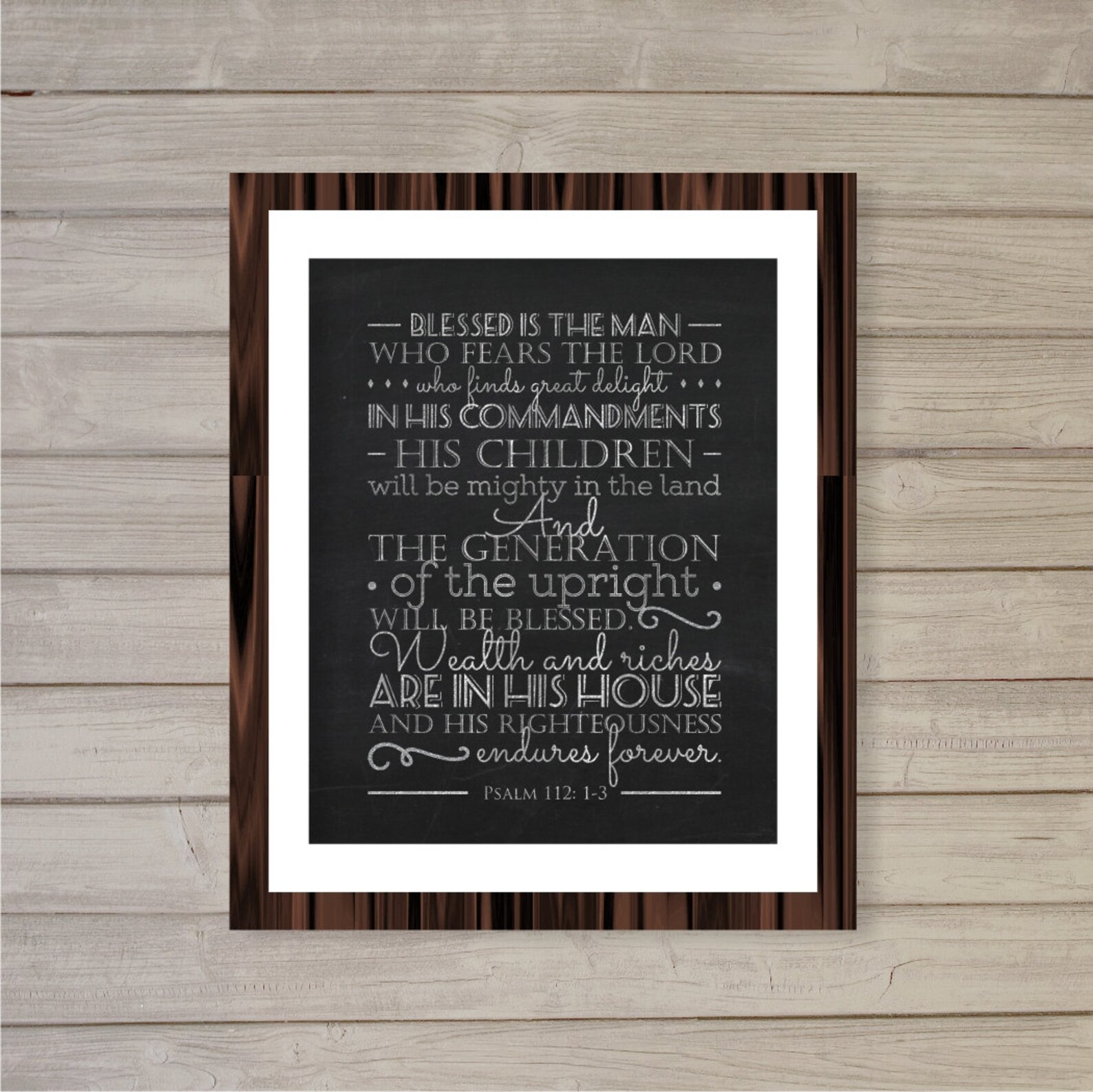 Psalm 112 Fathers Day Wall Subway Art Printable -8x10- Gift for Dad ...