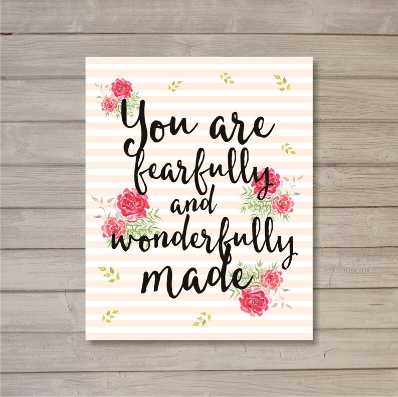 You Are Fearfully and Wonderfully Made Nursery Wall Art Printable -8x10 ...