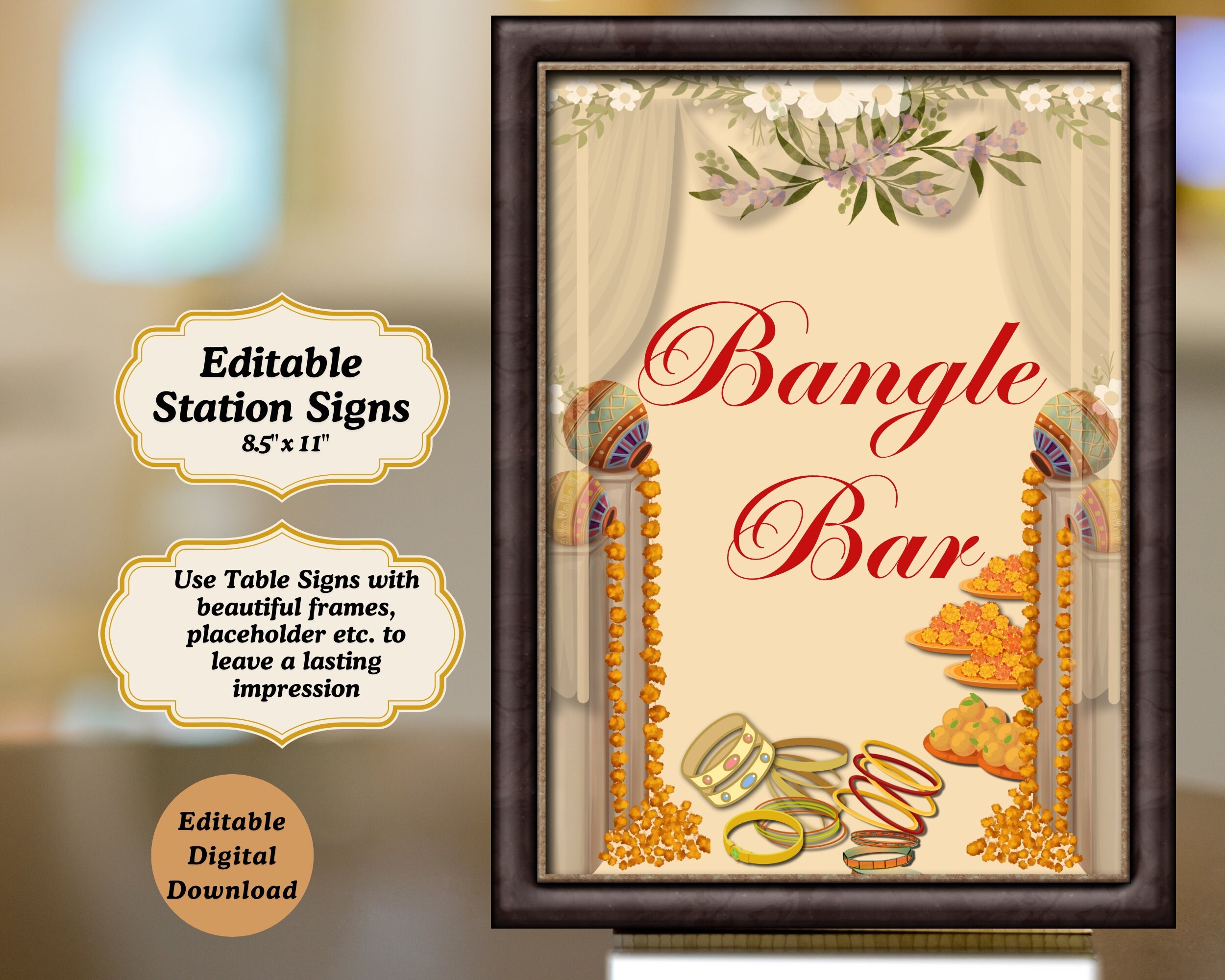 Custom Table Station Sign as Dholki Decoration, Indian Wedding Tabletop ...