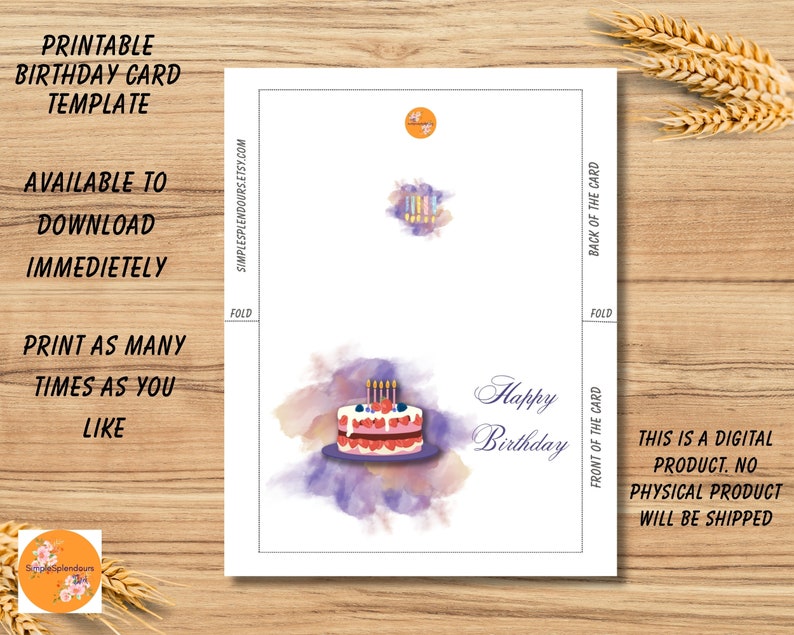 Printable Birthday Card Happy Birthday Card Instant Download - Etsy