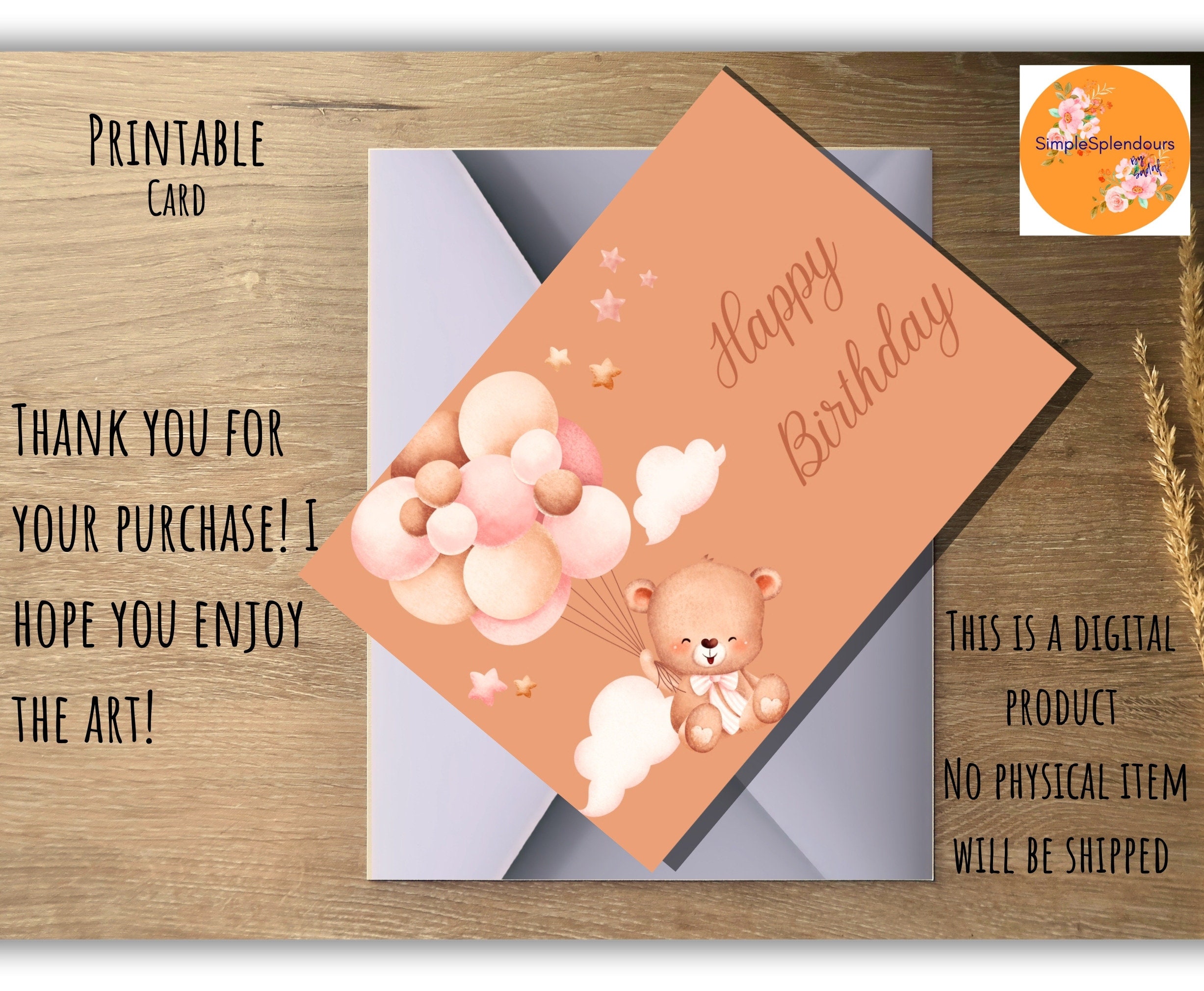 Printable Birthday Card Instant Download 5x7 Inch Card for - Etsy