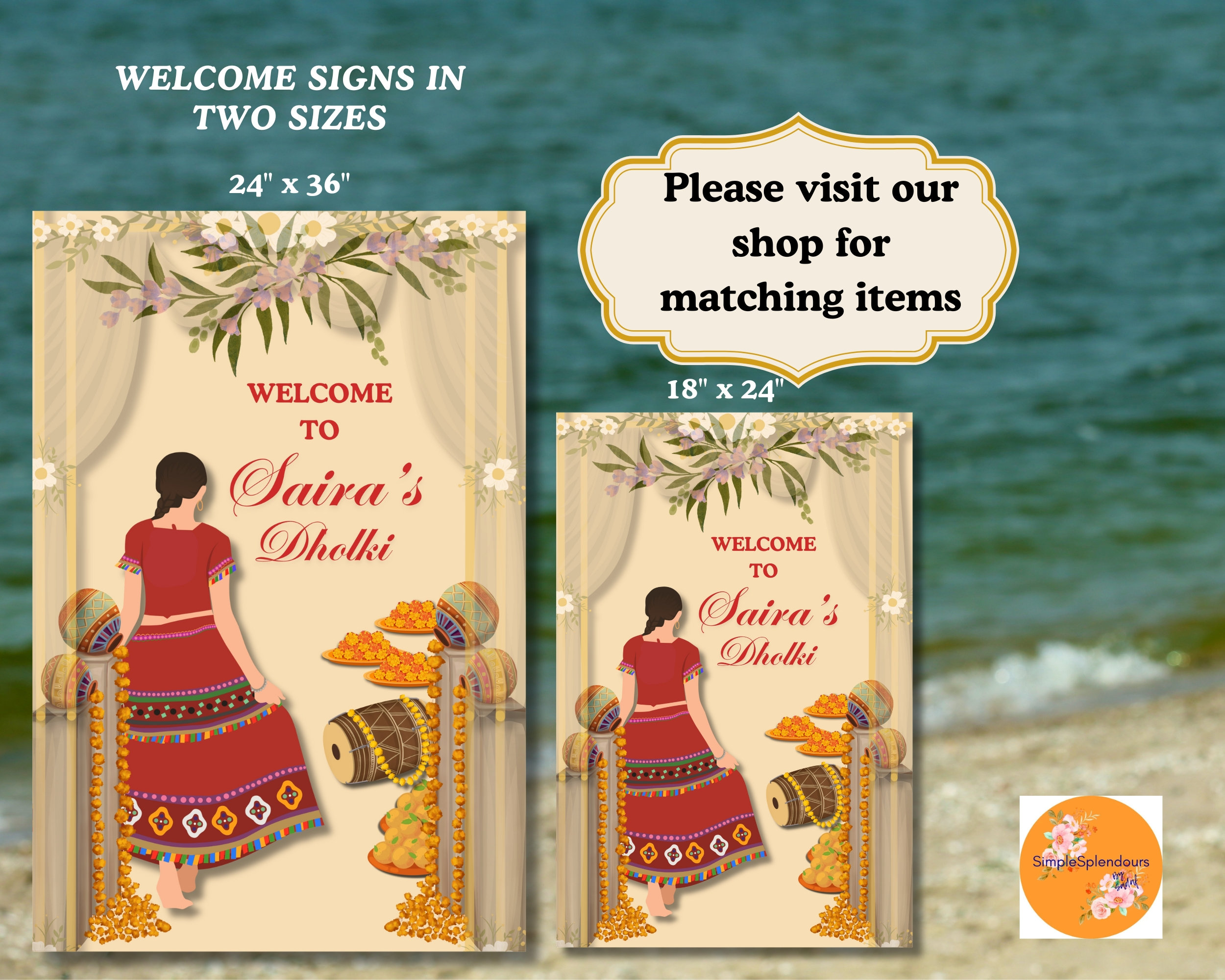 Custom Table Station Sign as Dholki Decoration, Indian Wedding Tabletop ...