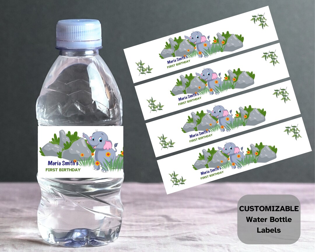 Birthday Water Bottle Labels Templates, Safari Theme, Editable and ...