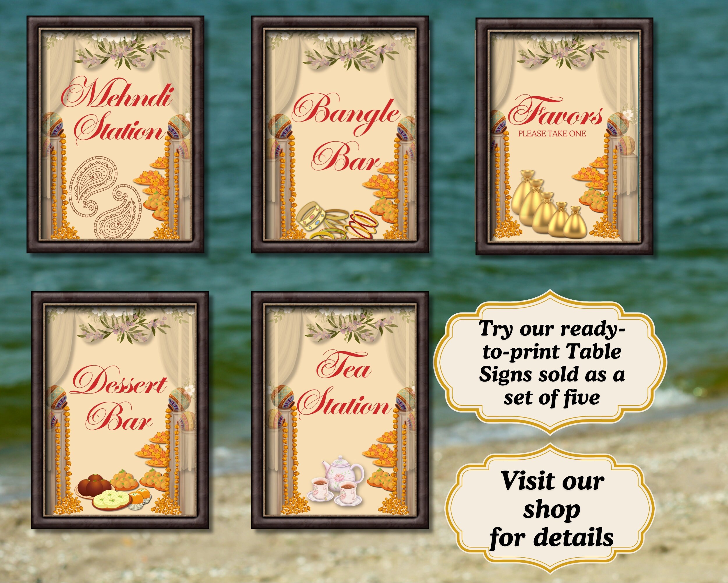 Custom Table Station Sign as Dholki Decoration, Indian Wedding Tabletop ...
