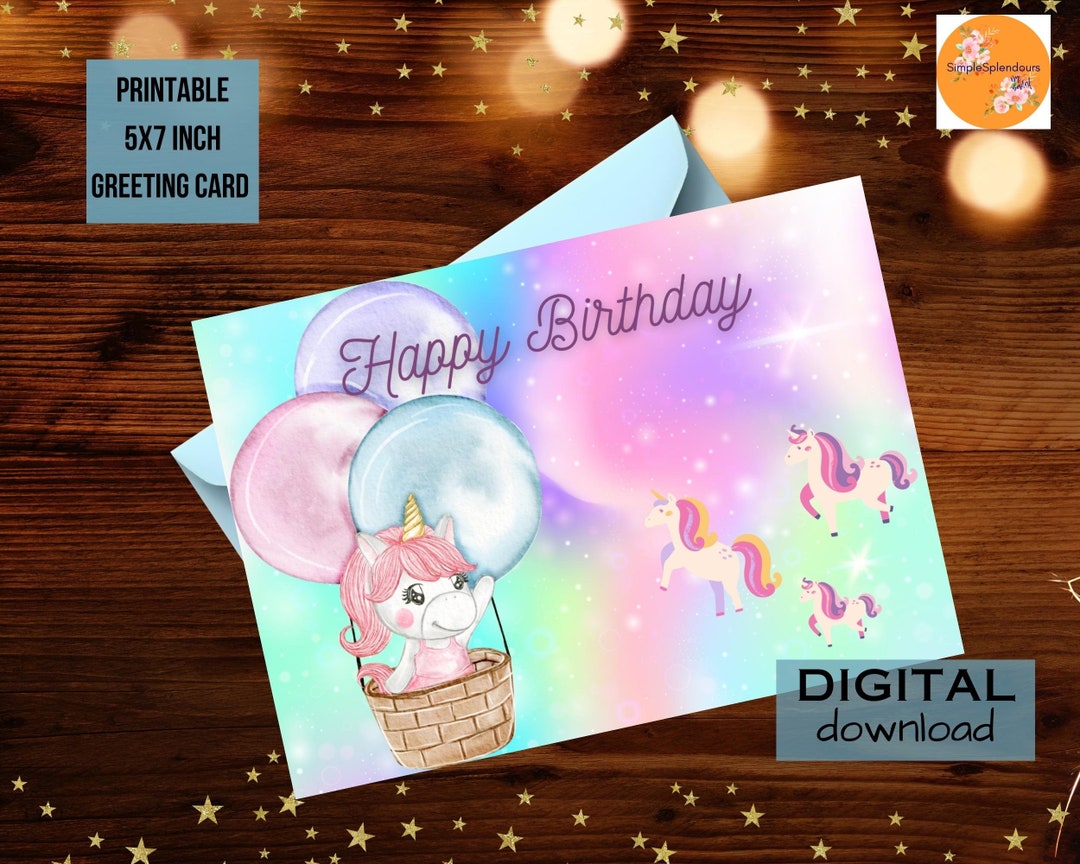 Printable Birthday Card Instant Download 5x7 Inch Card for Birthday ...