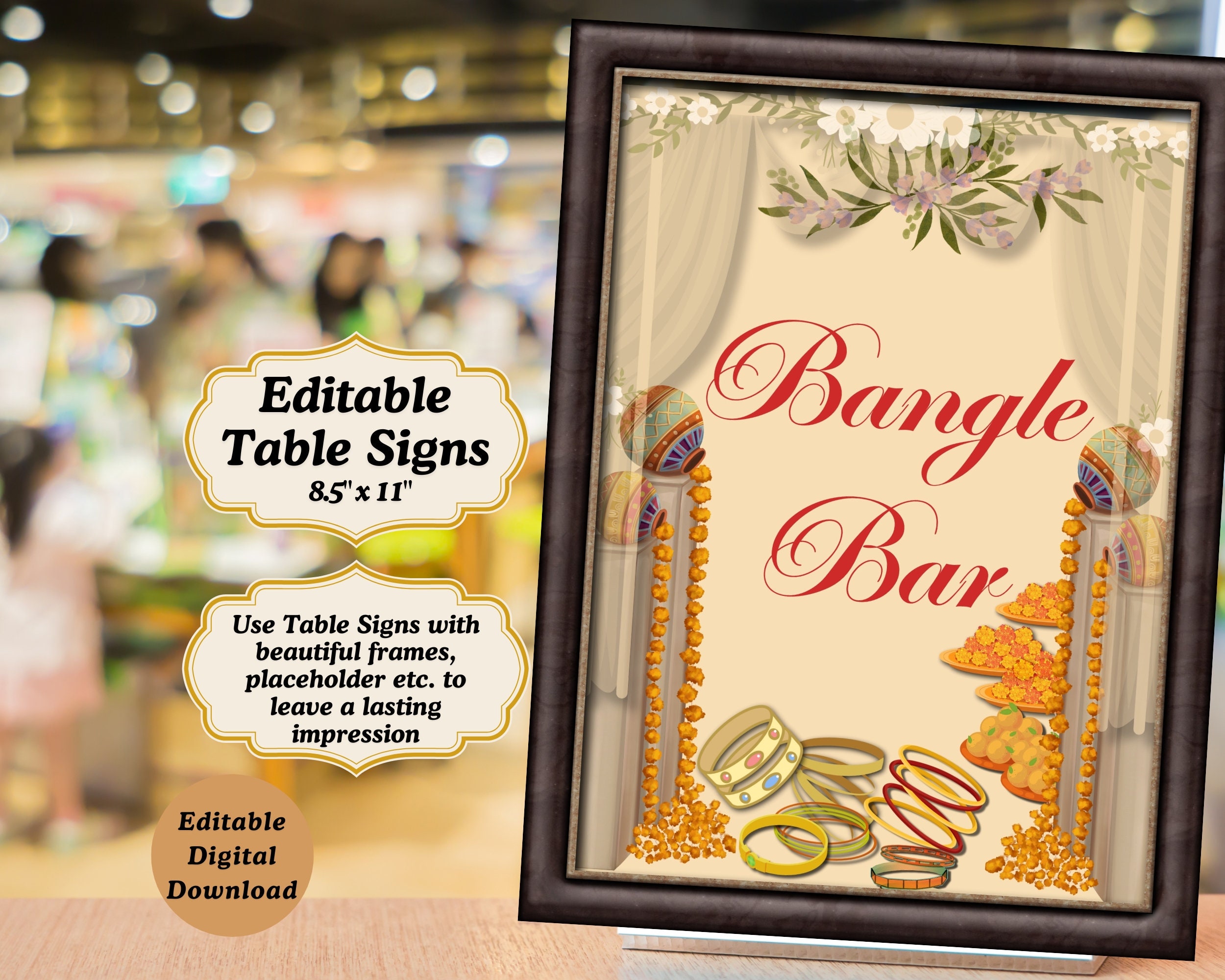 Custom Table Station Sign as Dholki Decoration, Indian Wedding Tabletop ...