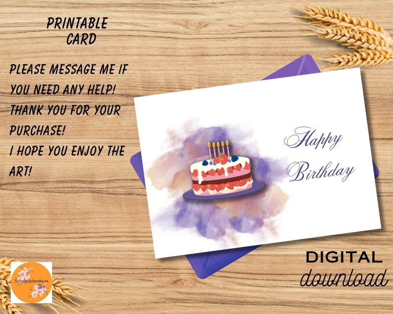 Printable Birthday Card Happy Birthday Card Instant Download - Etsy