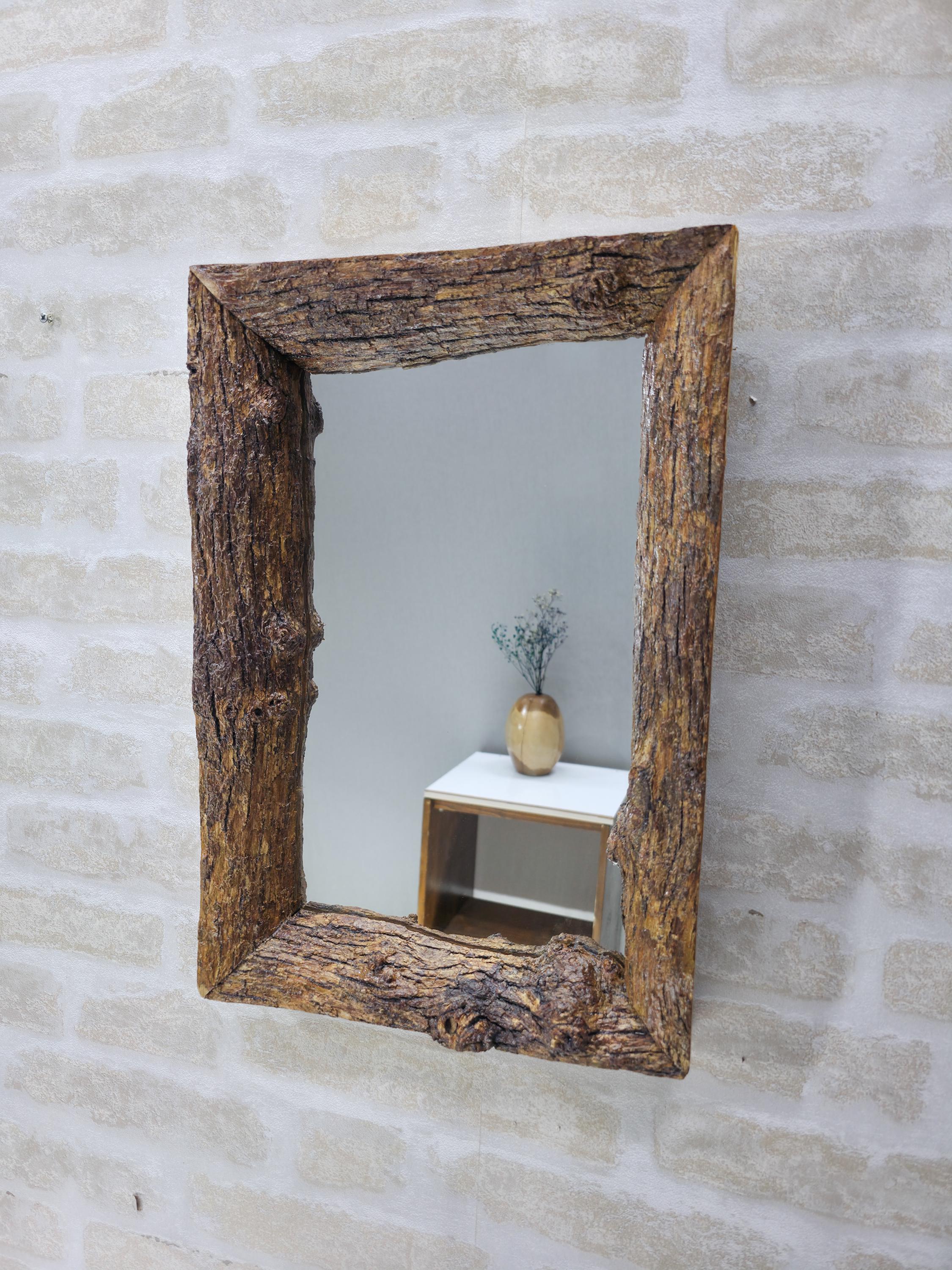 Rustic Oak Bark Mirror – Live Edge Wall Mirror – Handmade Wood Frame ...