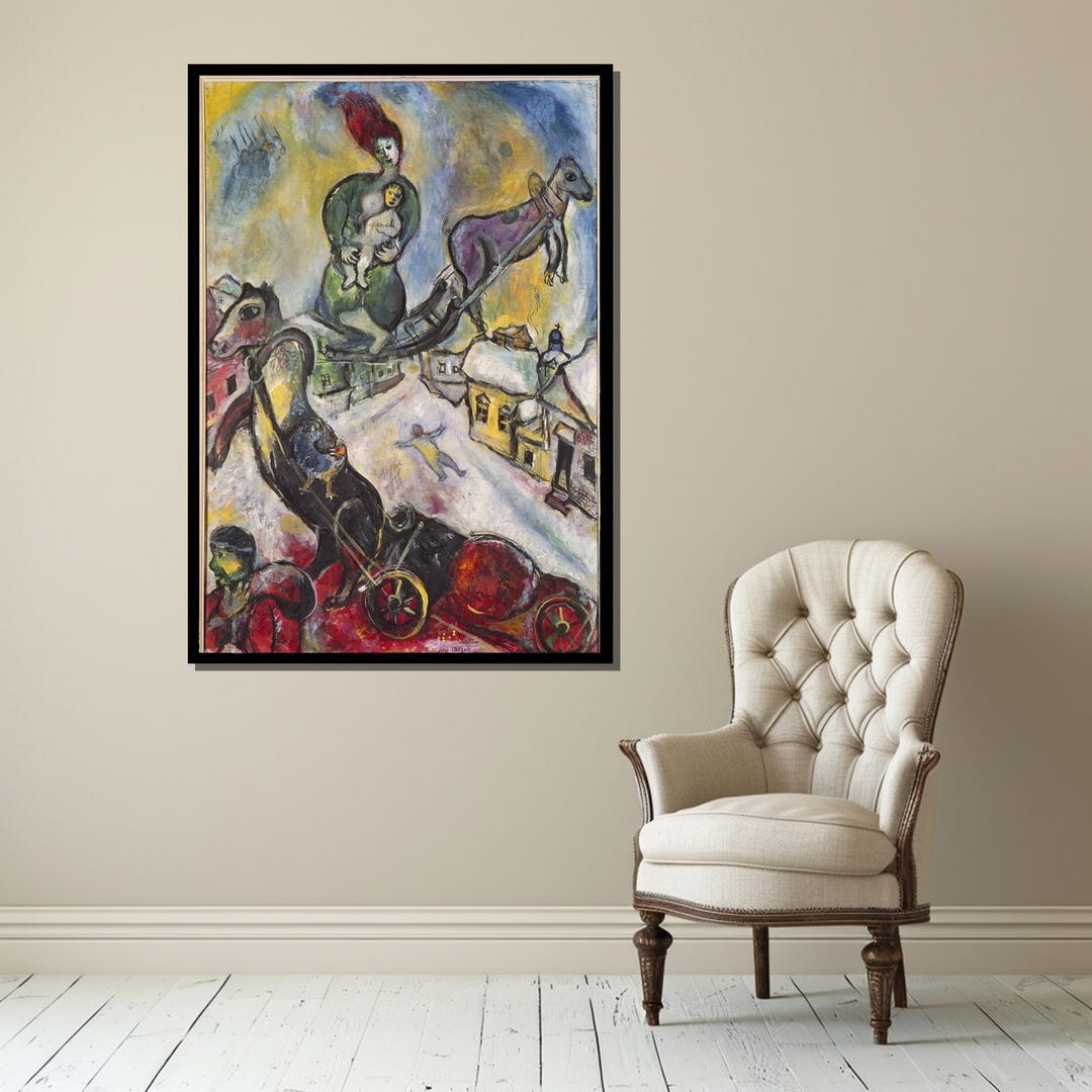 Marc Chagall,surreal Folk Art Print, Dreamlike Village Scene, Colorful ...