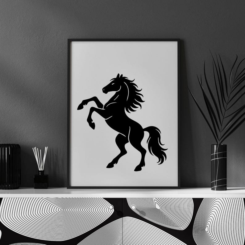 Rearing Horse SVG PNG | Wild Mustang Silhouette Clipart | Western Ranch ...