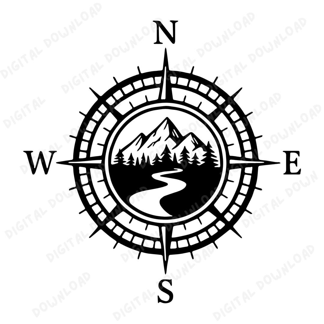 Compass Mountain SVG PNG | Adventure Nature Clipart | Wilderness Travel ...