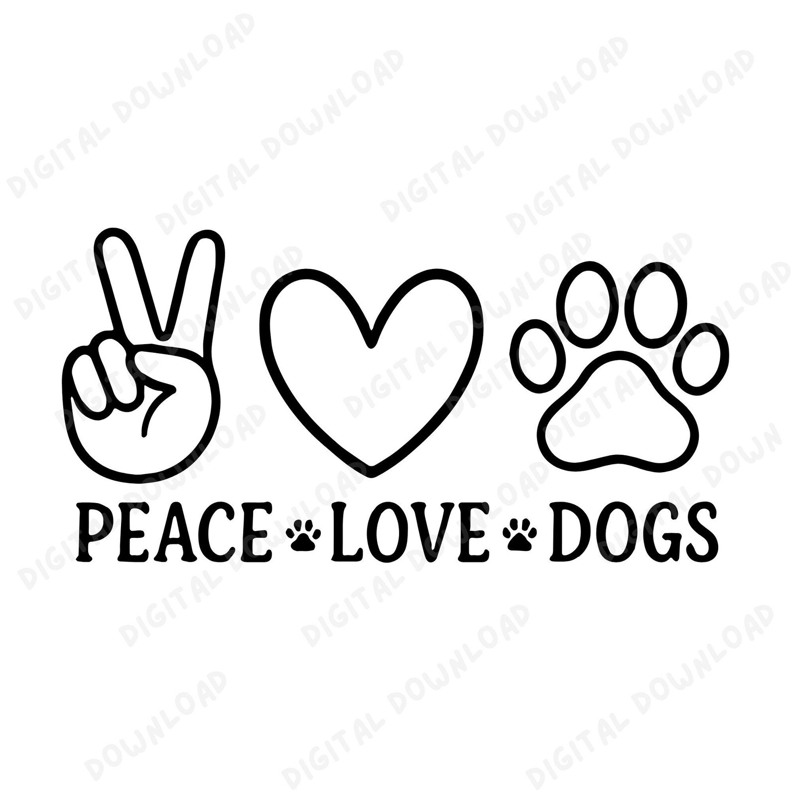 Peace Love Dogs SVG PNG | Dog Lover Sublimation Design | Paw Print Pet ...