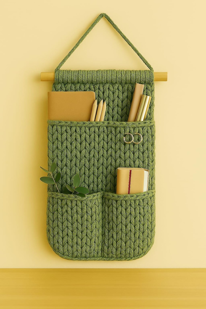 Minimalist Crochet Wall Organizer Pattern | Hanging Pocket Storage ...
