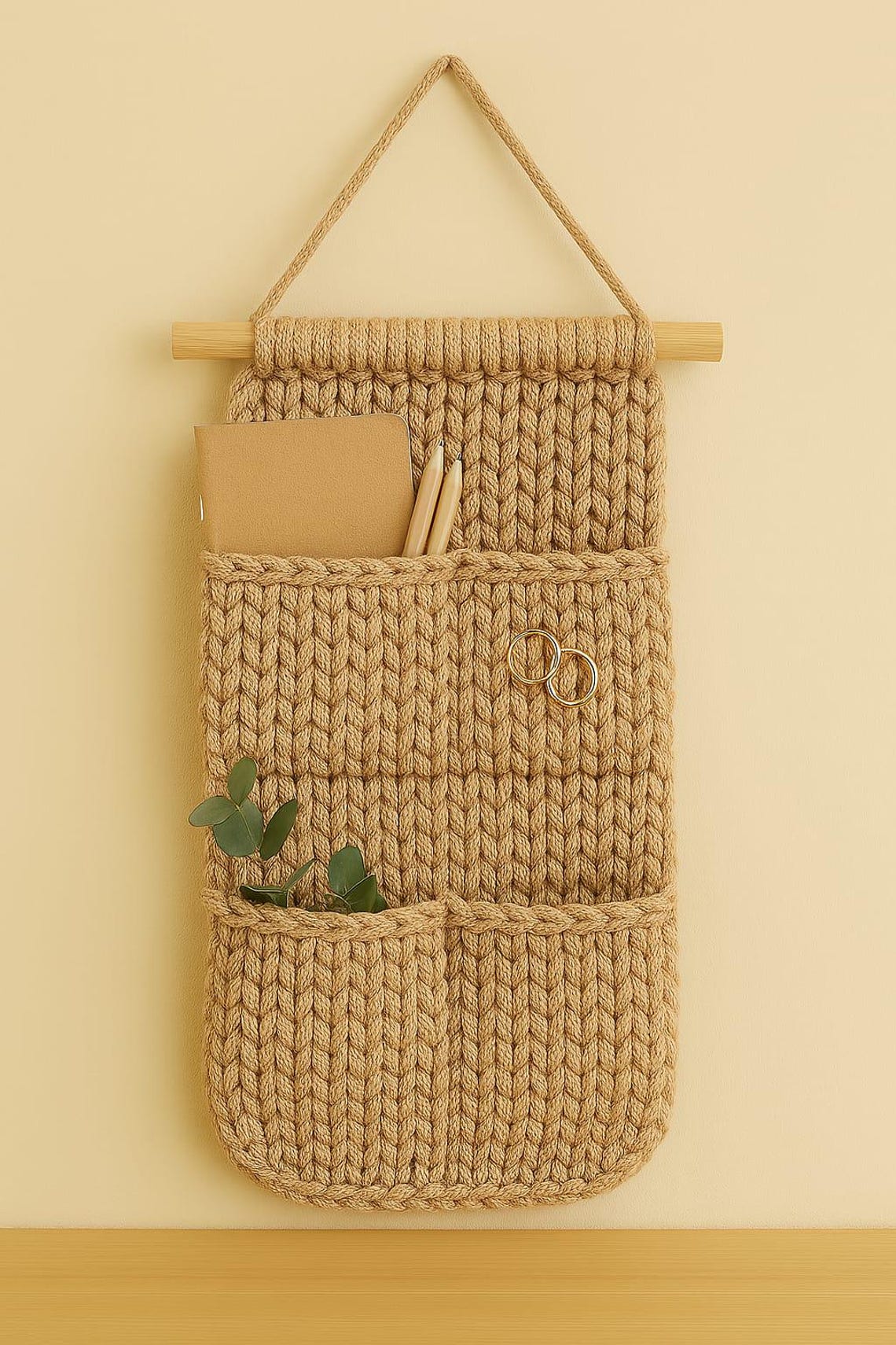 Minimalist Crochet Wall Organizer Pattern | Hanging Pocket Storage ...