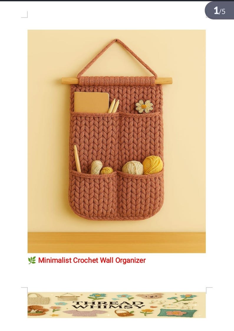 Minimalist Crochet Wall Organizer Pattern | Hanging Pocket Storage ...