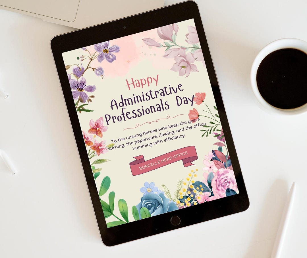 Administrative Professionals Day Card - Editable Floral Appreciation ...