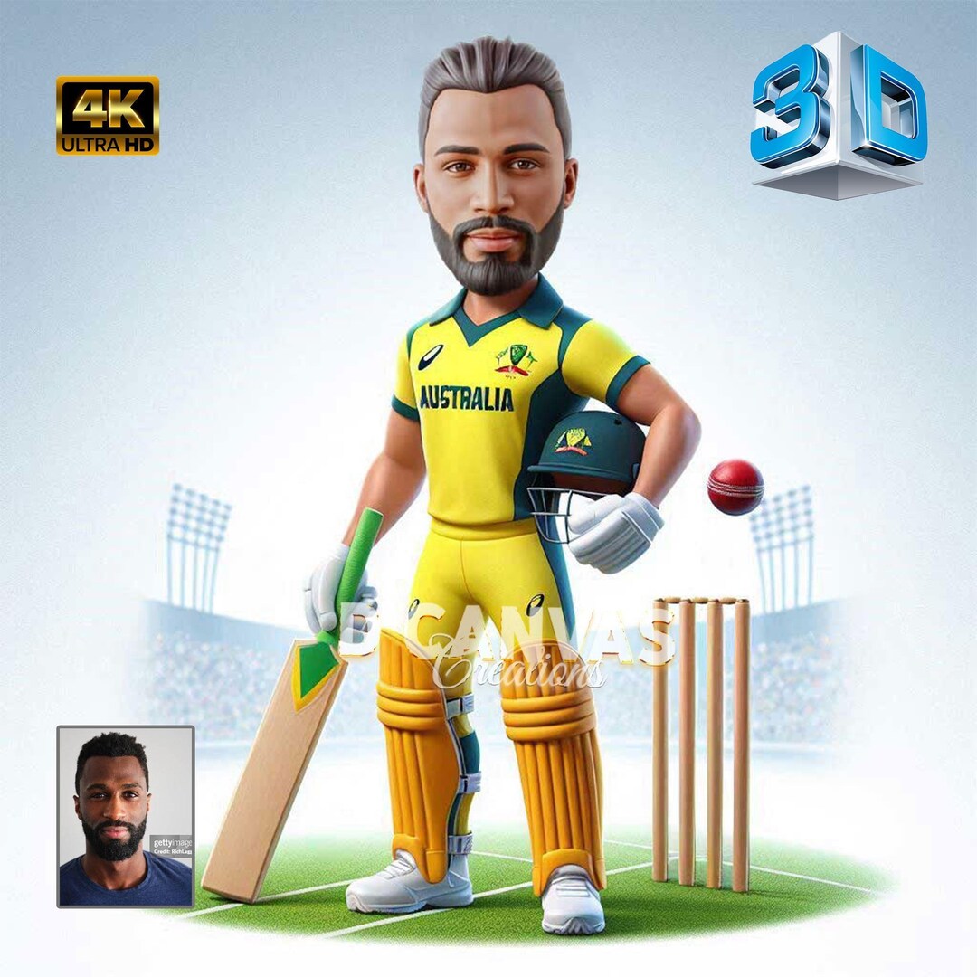 Custom 3D Cricket Player Cartoon Portrait, Cricket Caricature, Gift for ...