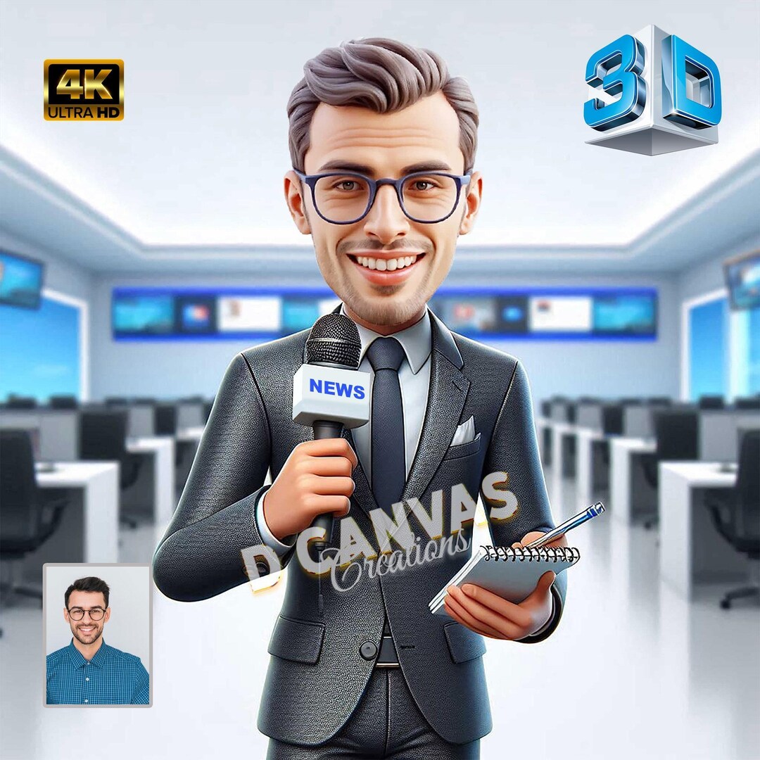 Custom Anchor Caricature – Reporter Figurine, Personalized Gift for ...