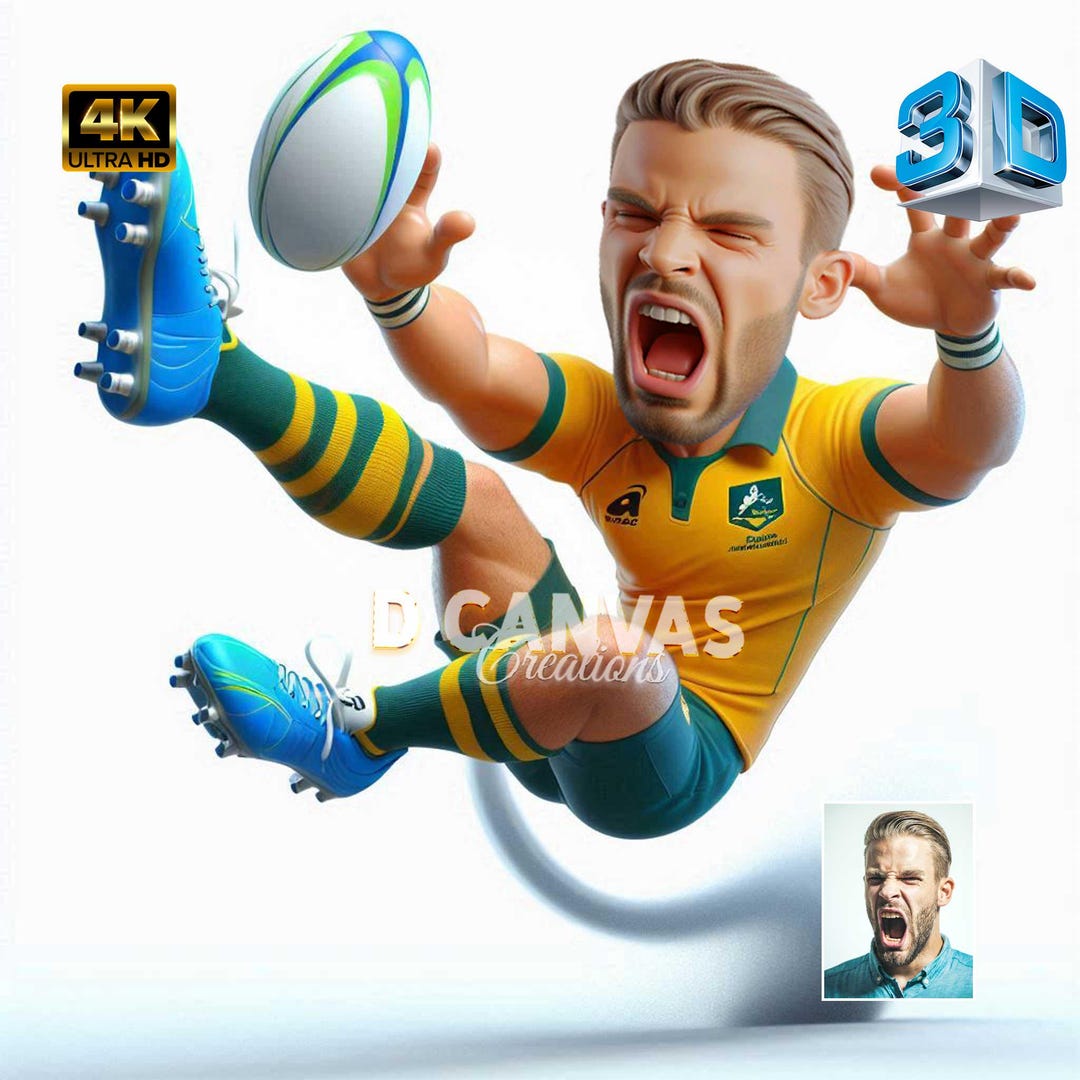 Custom 3D Caricature – Funny Rugby Player Slipping Figurine ...