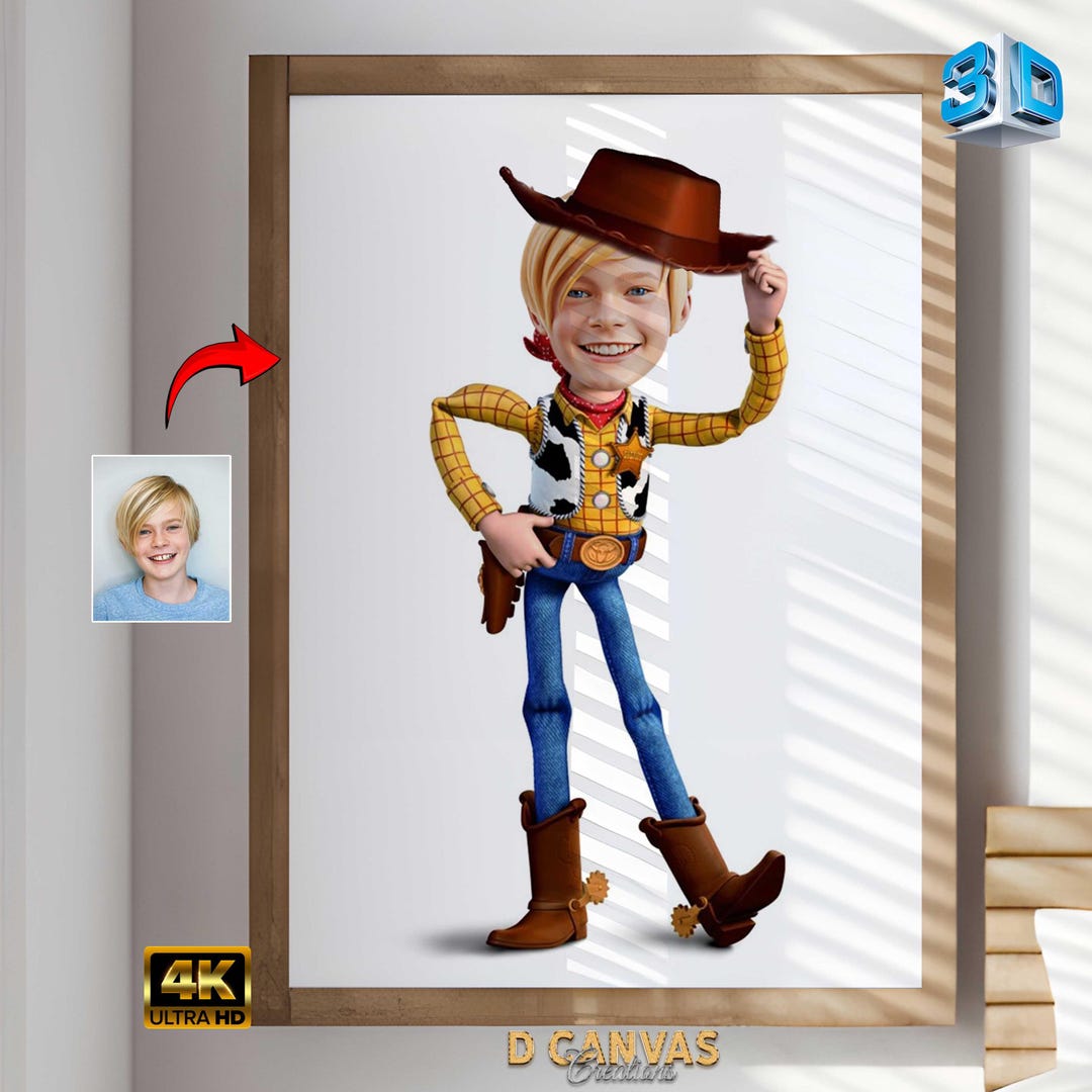 Custom 3D Caricature – Boy in Cowboy Costume Figurine, Personalized ...