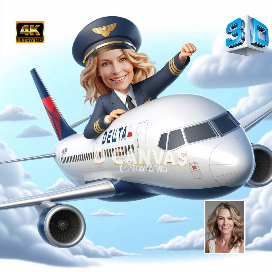 Custom Pilot Caricature, Funny Pilot Gift for Female, Personalized ...