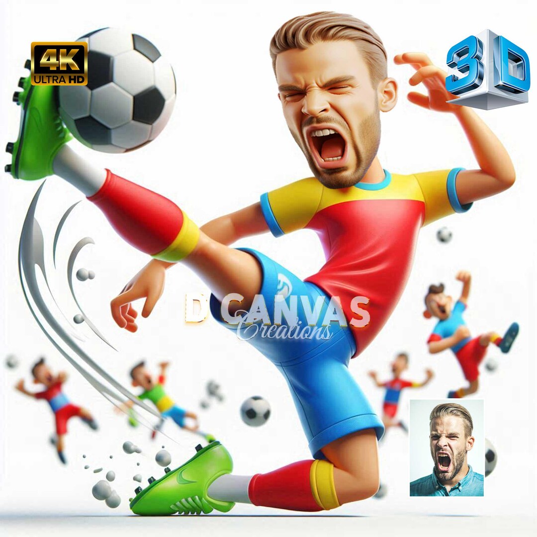 Custom 3D Caricature – Funny Soccer Player Slipping Figurine ...
