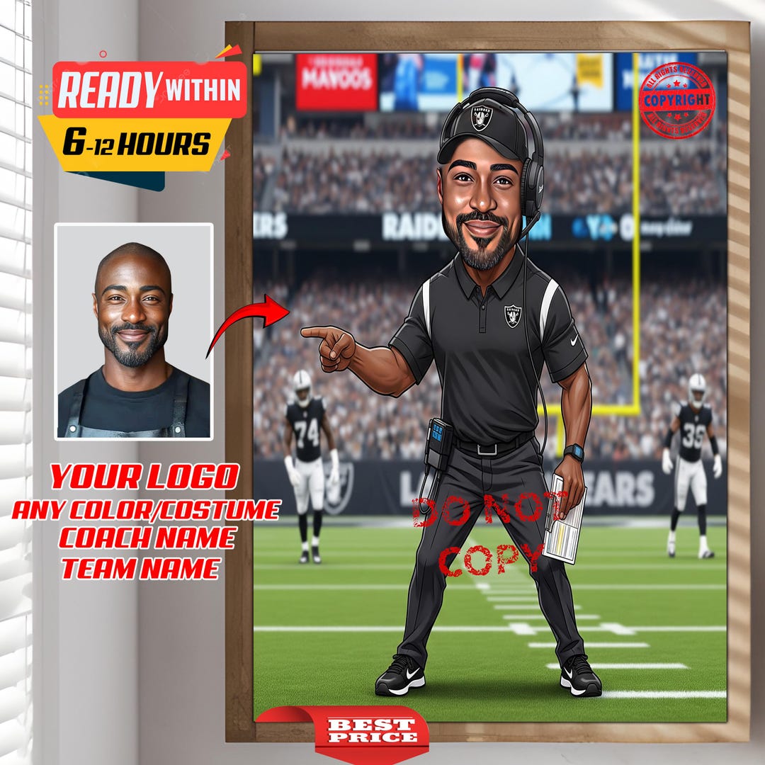Custom NFL Football Coach Trainer Caricature Portrait - From Your Photo ...