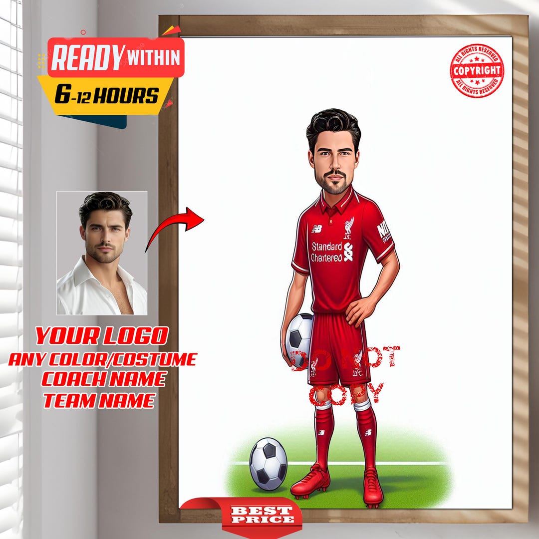 Liverpool Fc Soccer Player Caricature, Soccer Caricature Soccer Gift ...
